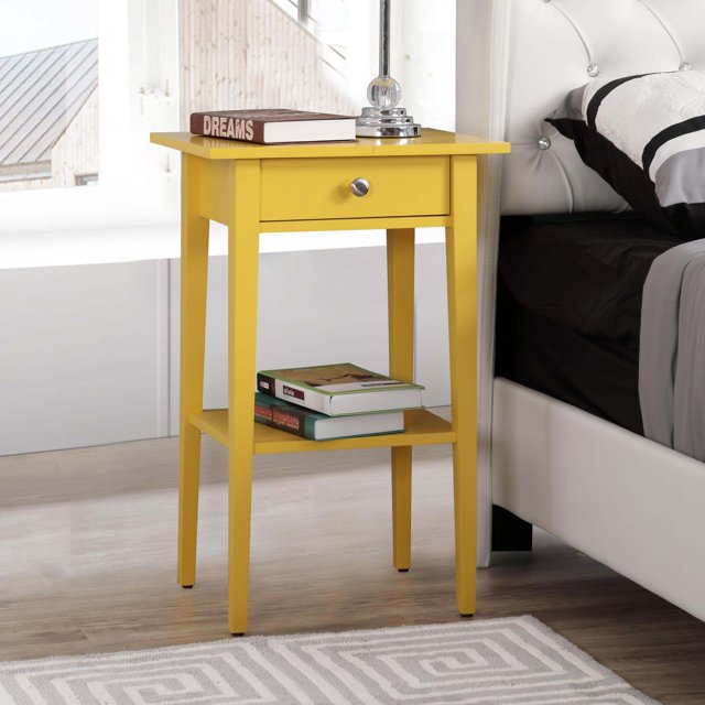 Contemporary Yellow Nightstand for Modern Spaces,Yellow Particle Board ...