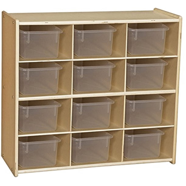 Contender Contender Baltic Birch 12-Cubby Storage Unit With Clear Tubs ...