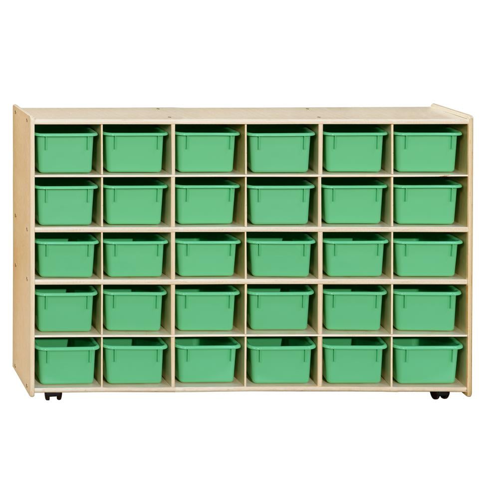Contender Mobile 30 Tray Storage with Lime Green Trays - Assembled with ...