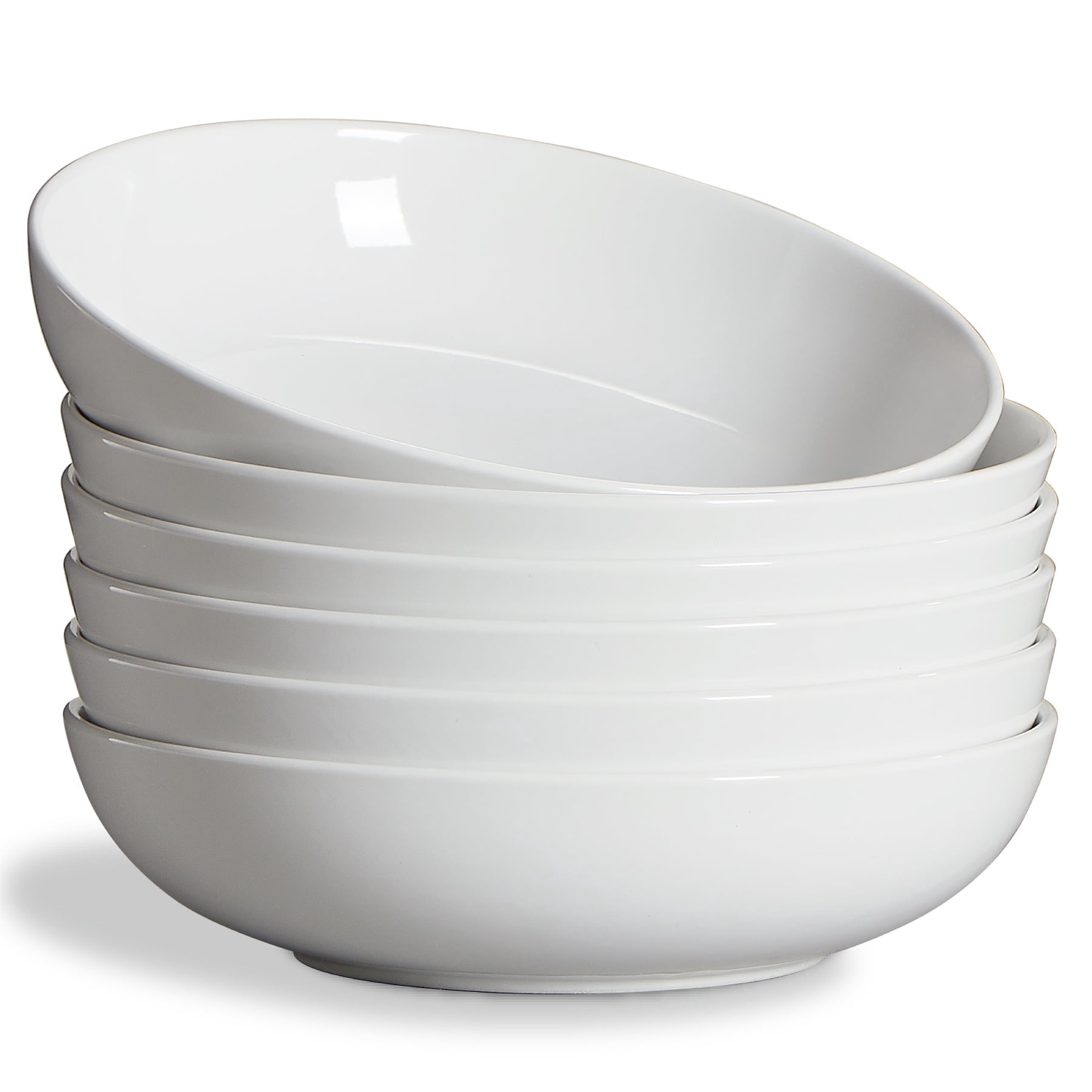 Contenpo Pasta Bowls, 36oz Large Salad Bowls, Wide Shallow White ...