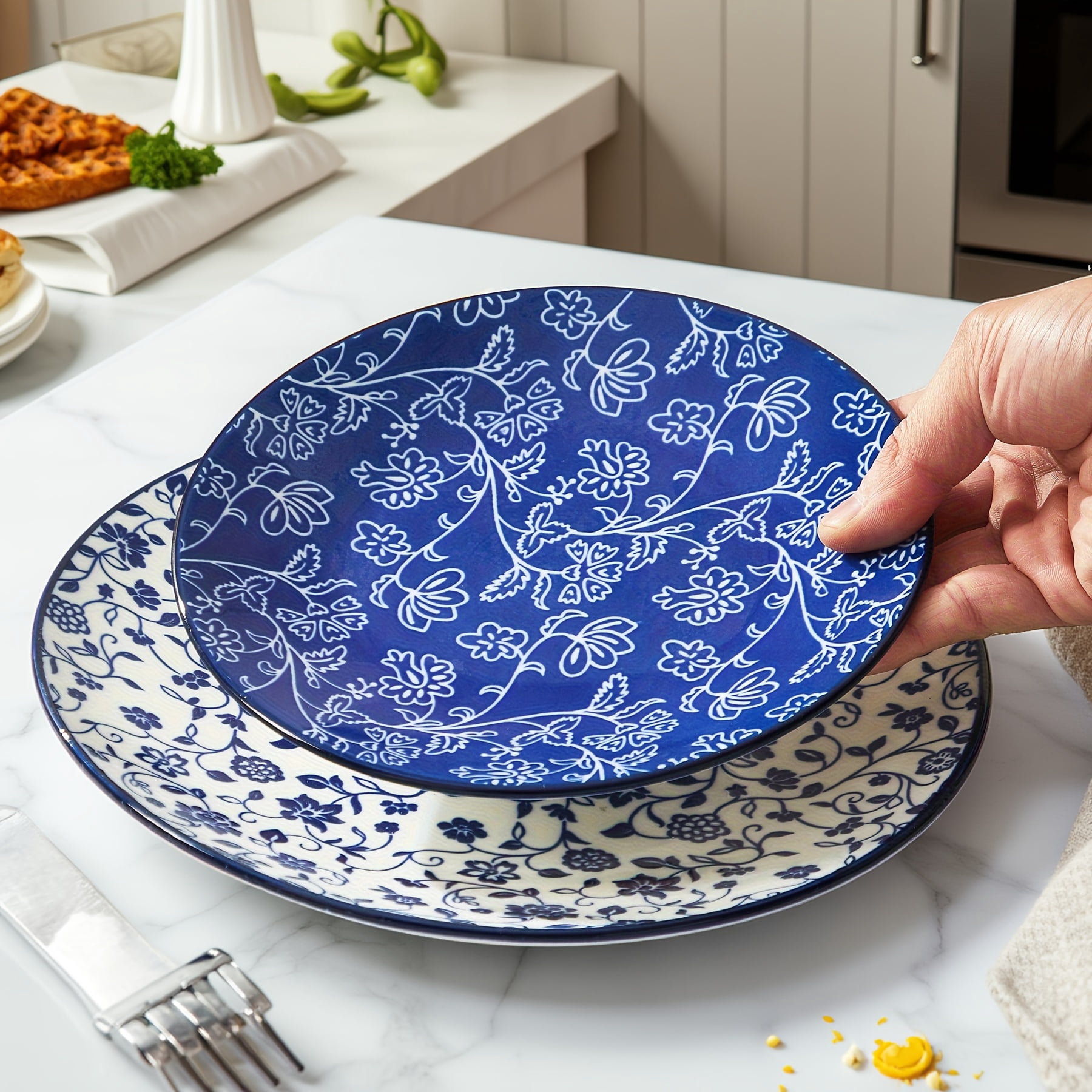 Contenpo Set of 6 Ceramic Plates, 8 inch Porcelain Plates for Serving ...