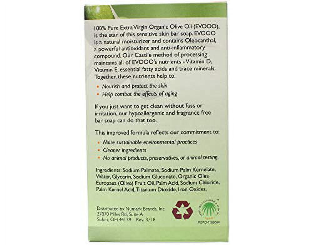 Conti Castile Pure Organic Olive Oil Sensitive Skin Bar Soap 3.7 Ounce ...