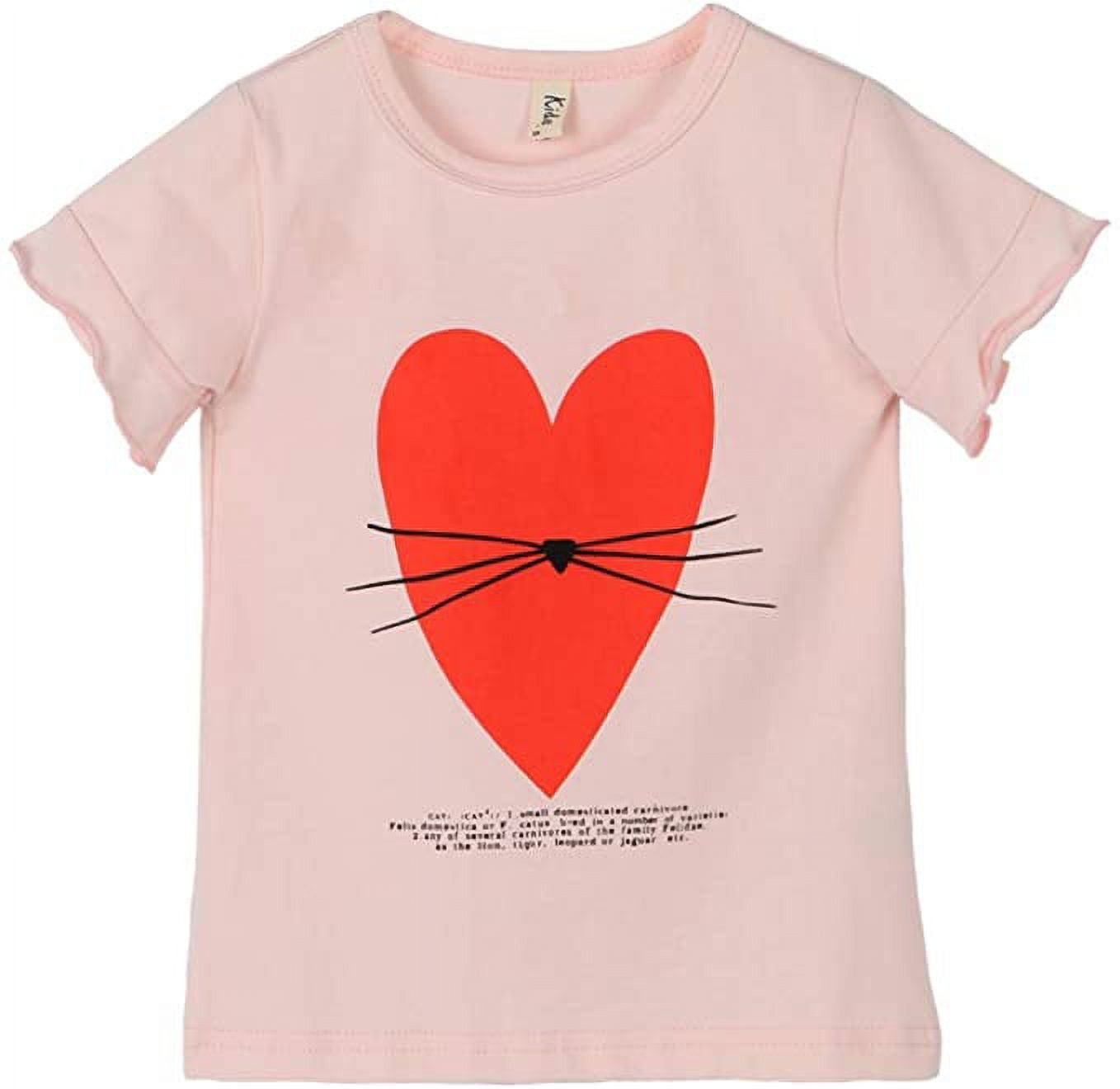 Conti Kids Toddler Girls Heart Shape Short Ruffle Sleeve Pink 5-6 Years ...