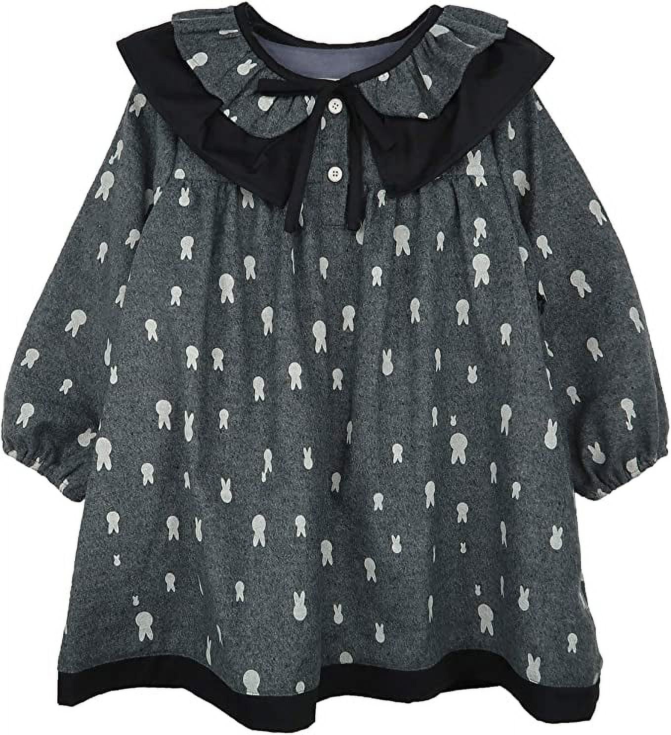 ContiKids Little Toddler Girls Long Sleeve Dress Rabbit Bunny Pattern ...