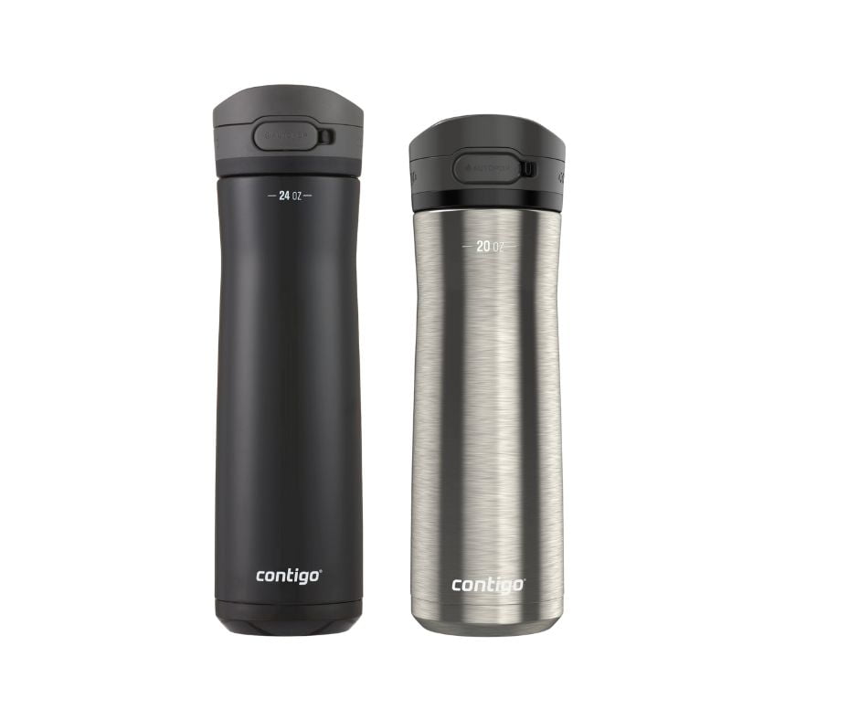 Contigo Jackson Chill Bundle 2 Water Bottles Black 24oz and SS 20oz ...