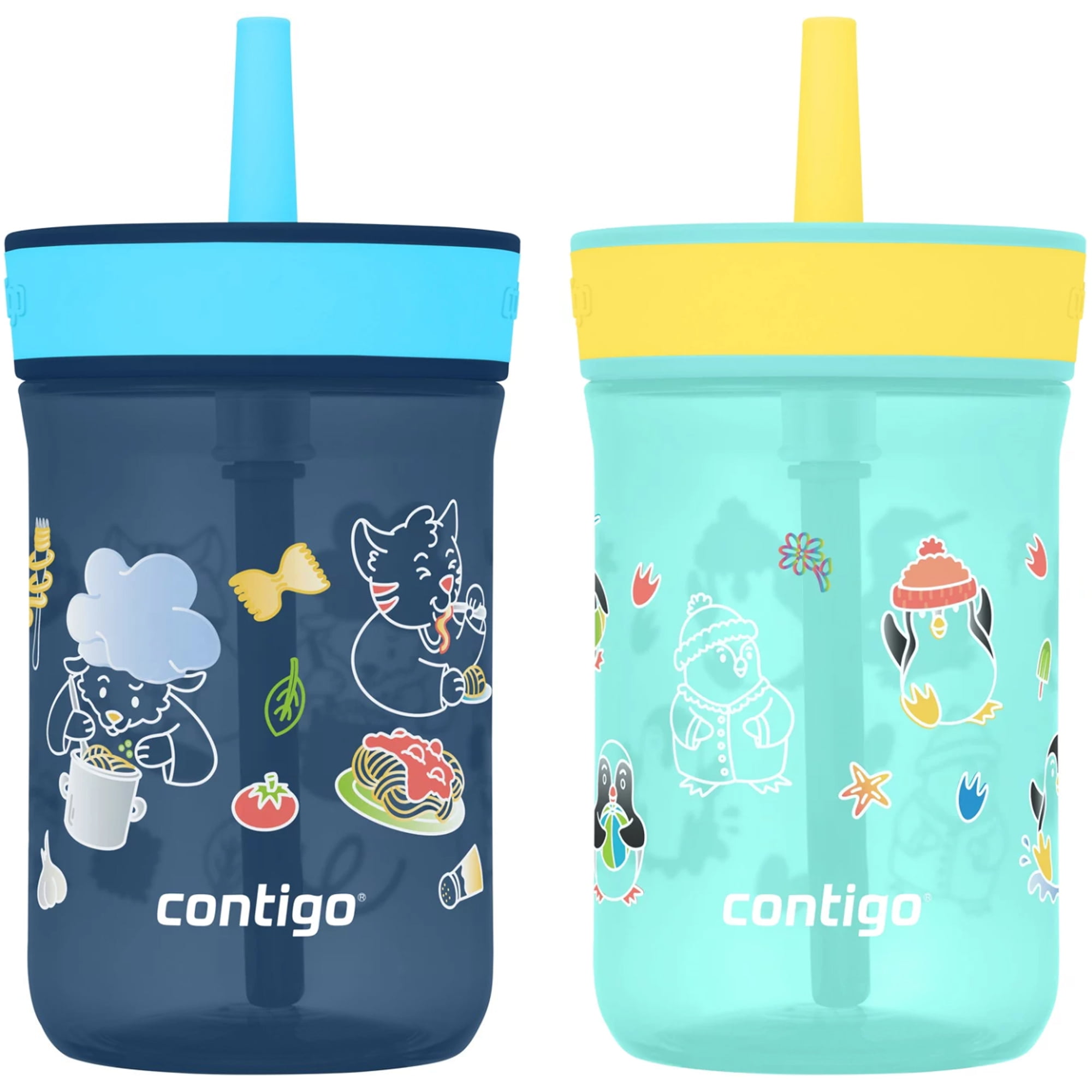 Contigo Kid's 14 oz Leighton Tumbler 2-Pack, Silly Spaghetti and ...