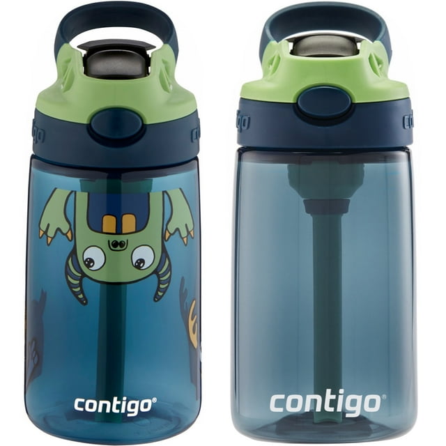 Contigo Kids Plastic Toddler Water Bottle, 14 oz, 2-Pack - Monsters ...