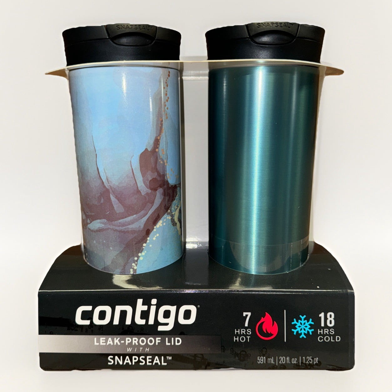 Contigo SNAPSEAL Insulated Stainless Steel Travel 2pk 20oz., Bubble Tea ...