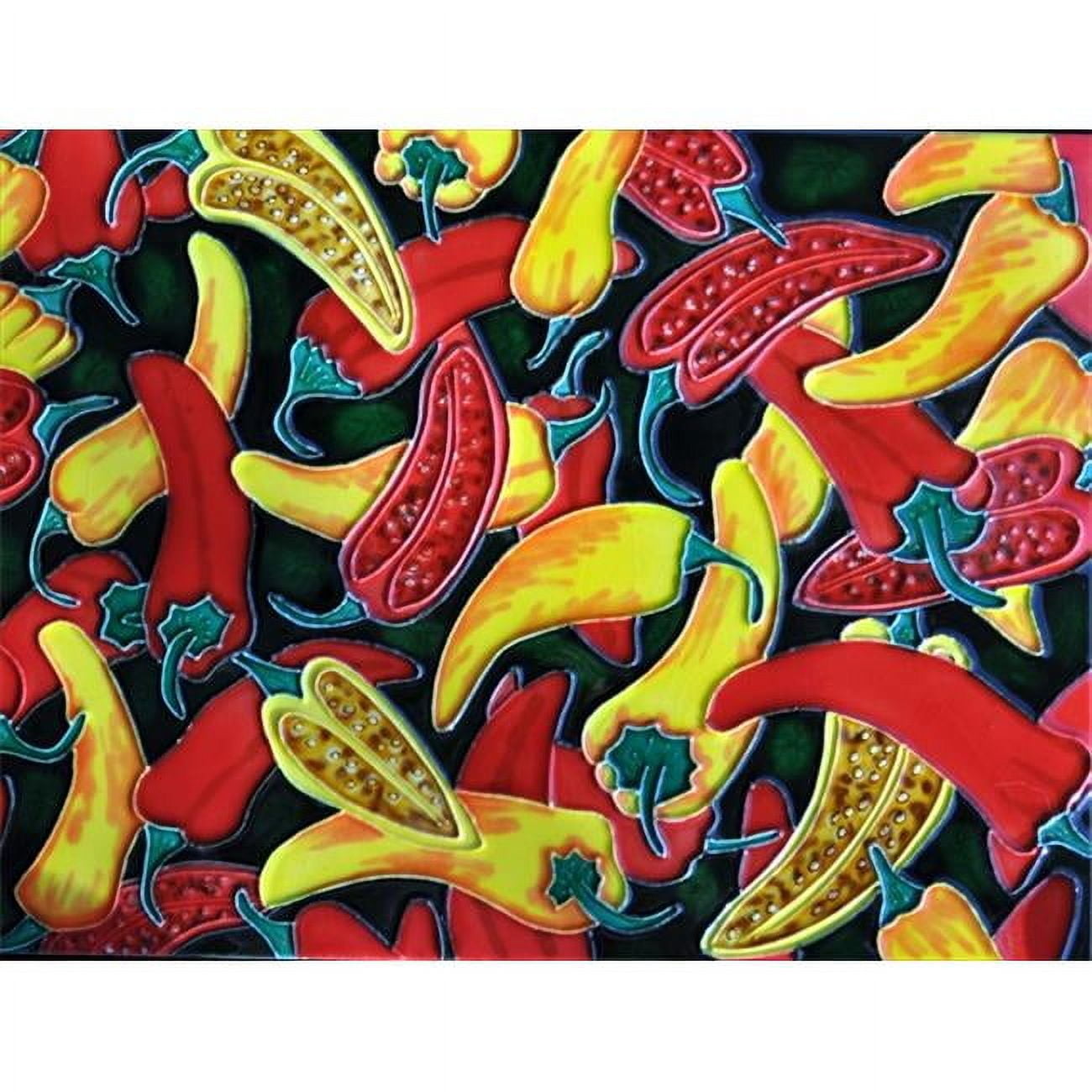 Continental Art Center 12 x 16 in. Yellow & Red Chili Peppers Ceramic ...