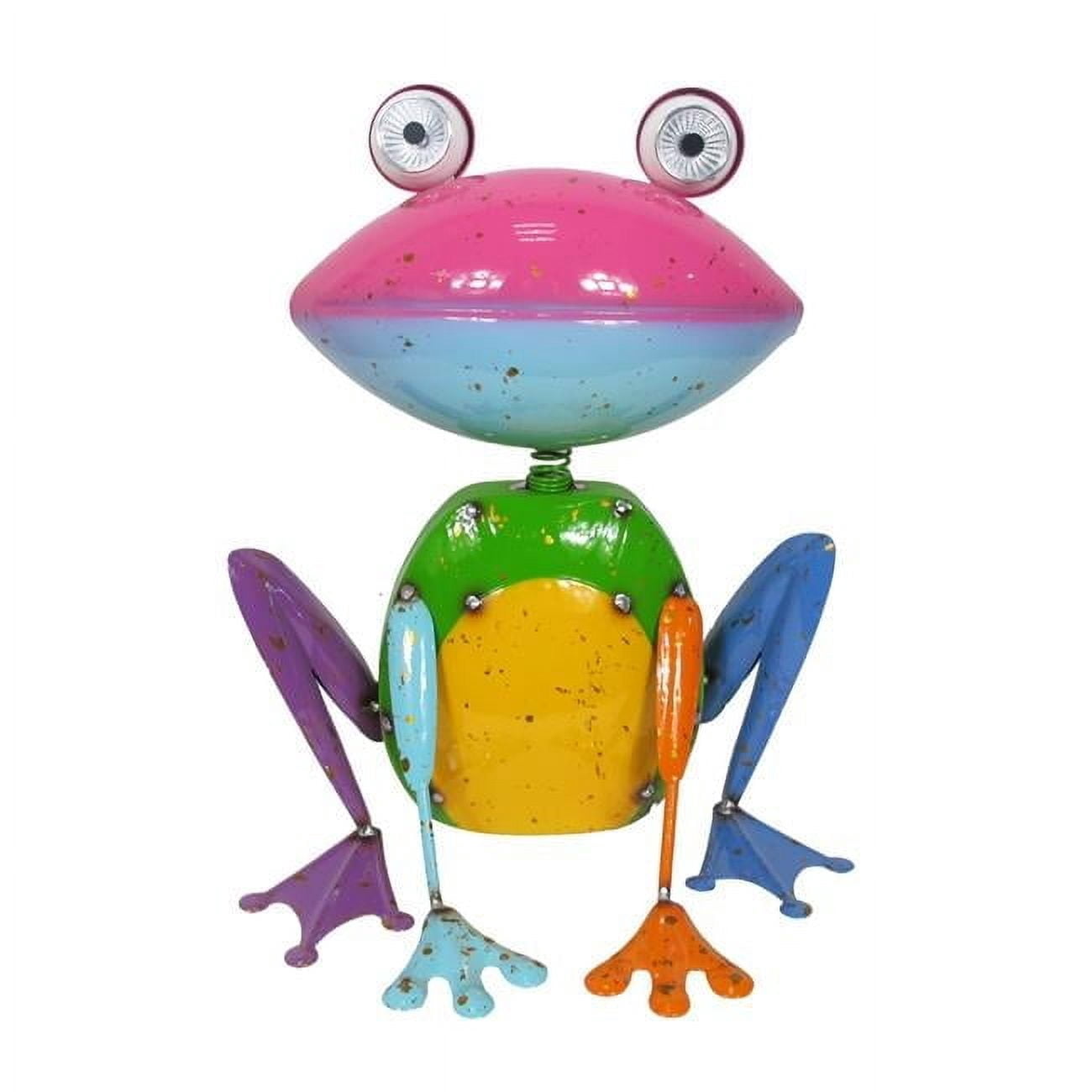 Continental Art Center 20707B Colorful Enameled Metal Frog with Solar ...