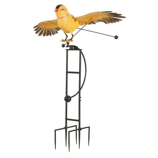 Continental Art Center Big Rustic Metal Flying Goldfinch Rocker Stake ...