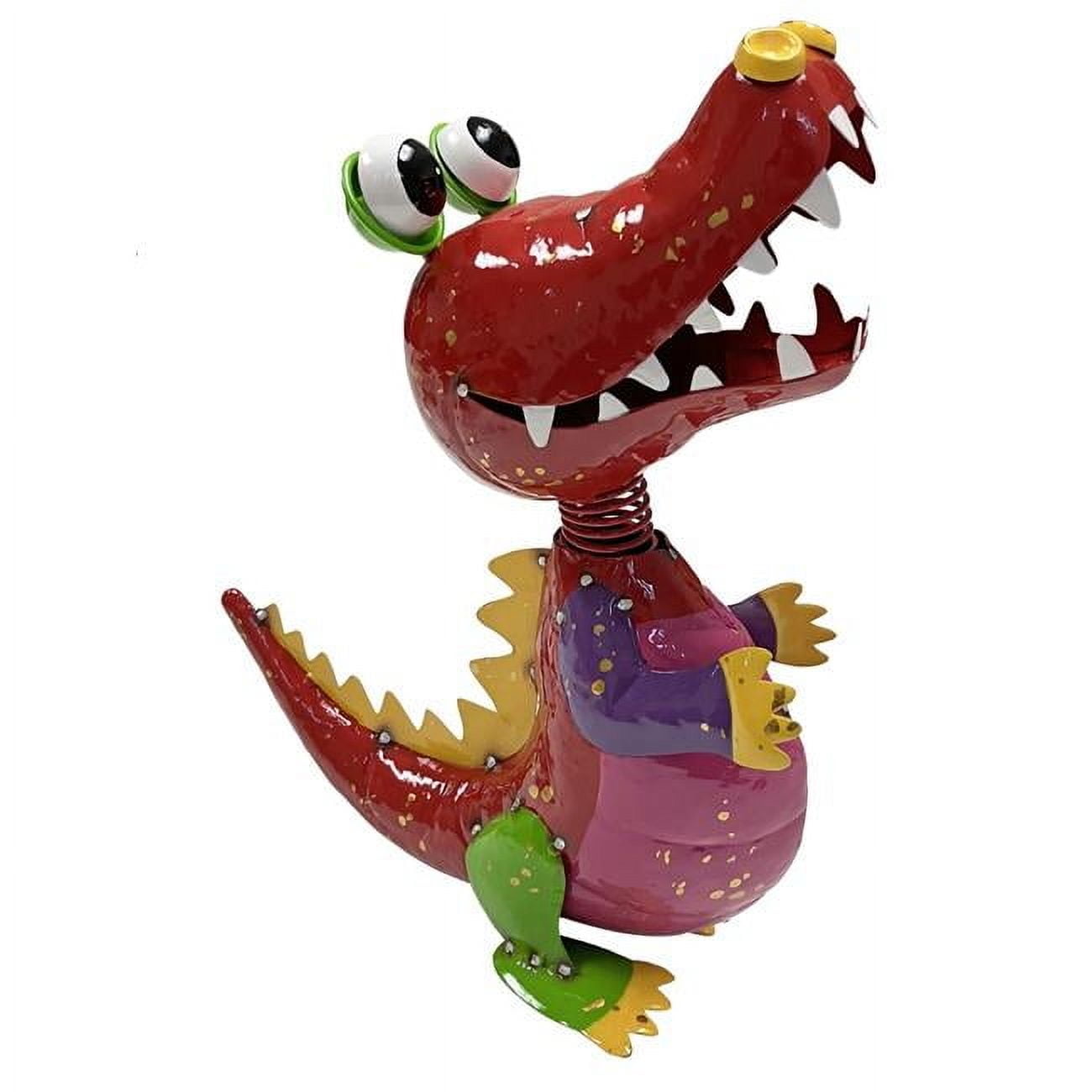 Continental Art Center Colorful Enameled Metal Alligator Statue - Red ...