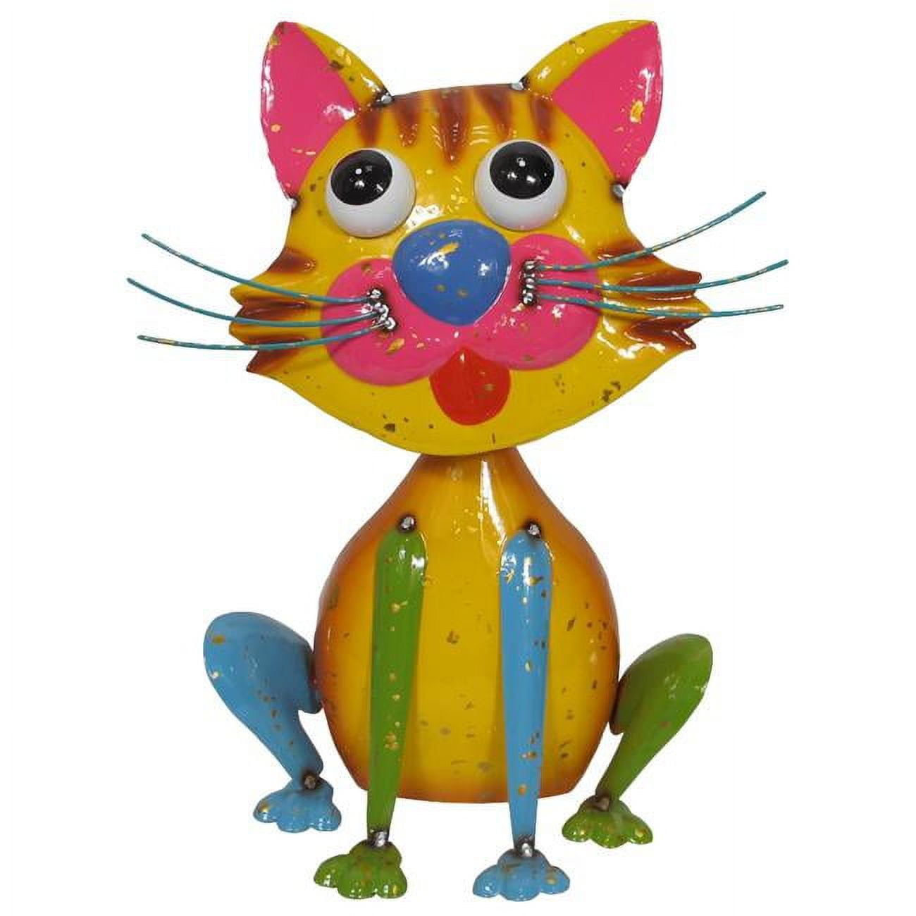 Continental Art Center Colorful Enameled Metal Body Cat Statue - Yellow ...