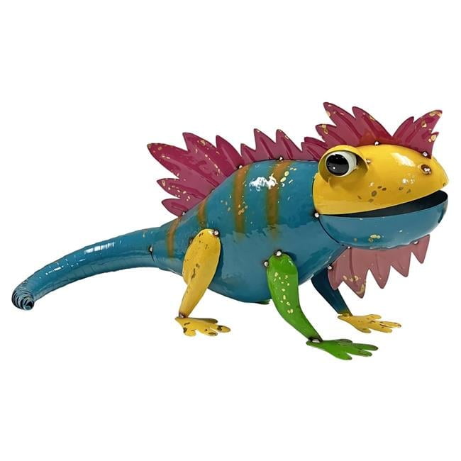 Continental Art Center Colorful Enameled Metal Spiked Lizard Statue ...