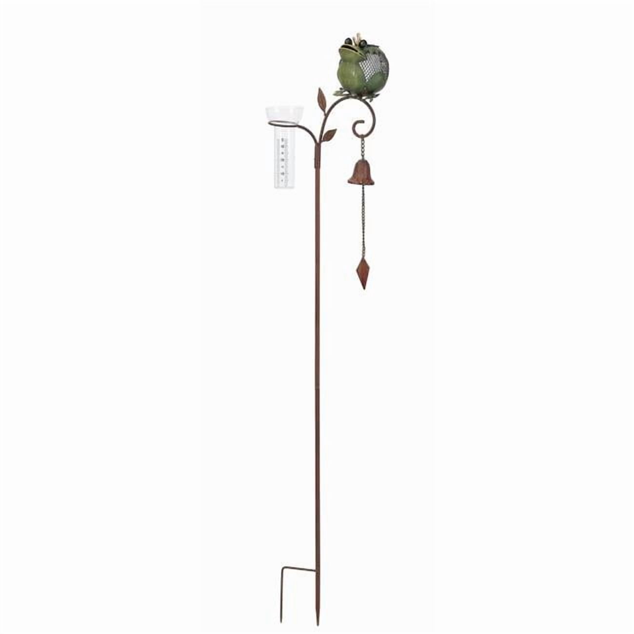 Continental Art Center 20775 Metal Rustic Frog Solar Rain Gauge Outdoor ...