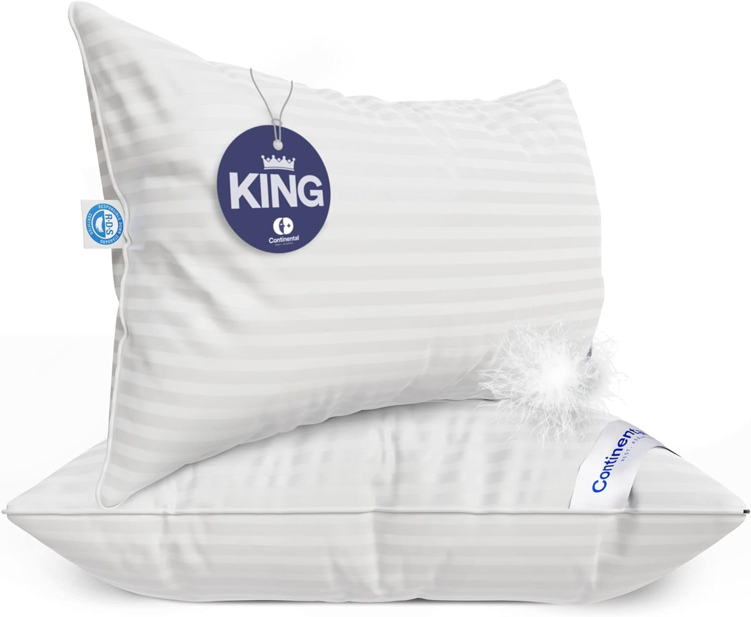 Continental Bedding Hungarian White Goose Down Medium Hotel Bed Pillow ...