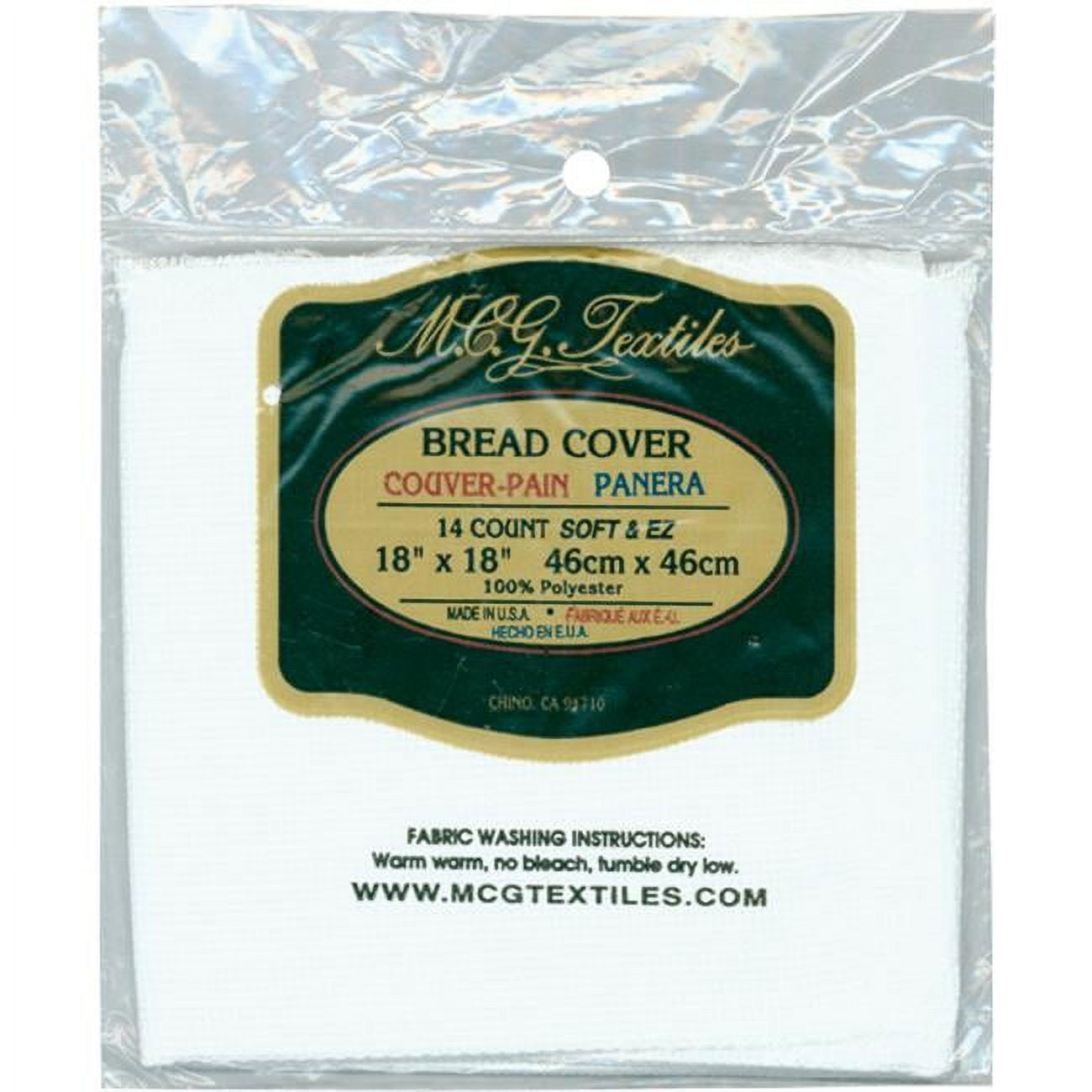 Continental Bread Cover 14 Count 18"X18"-White, Pk 2, M C G Textiles ...