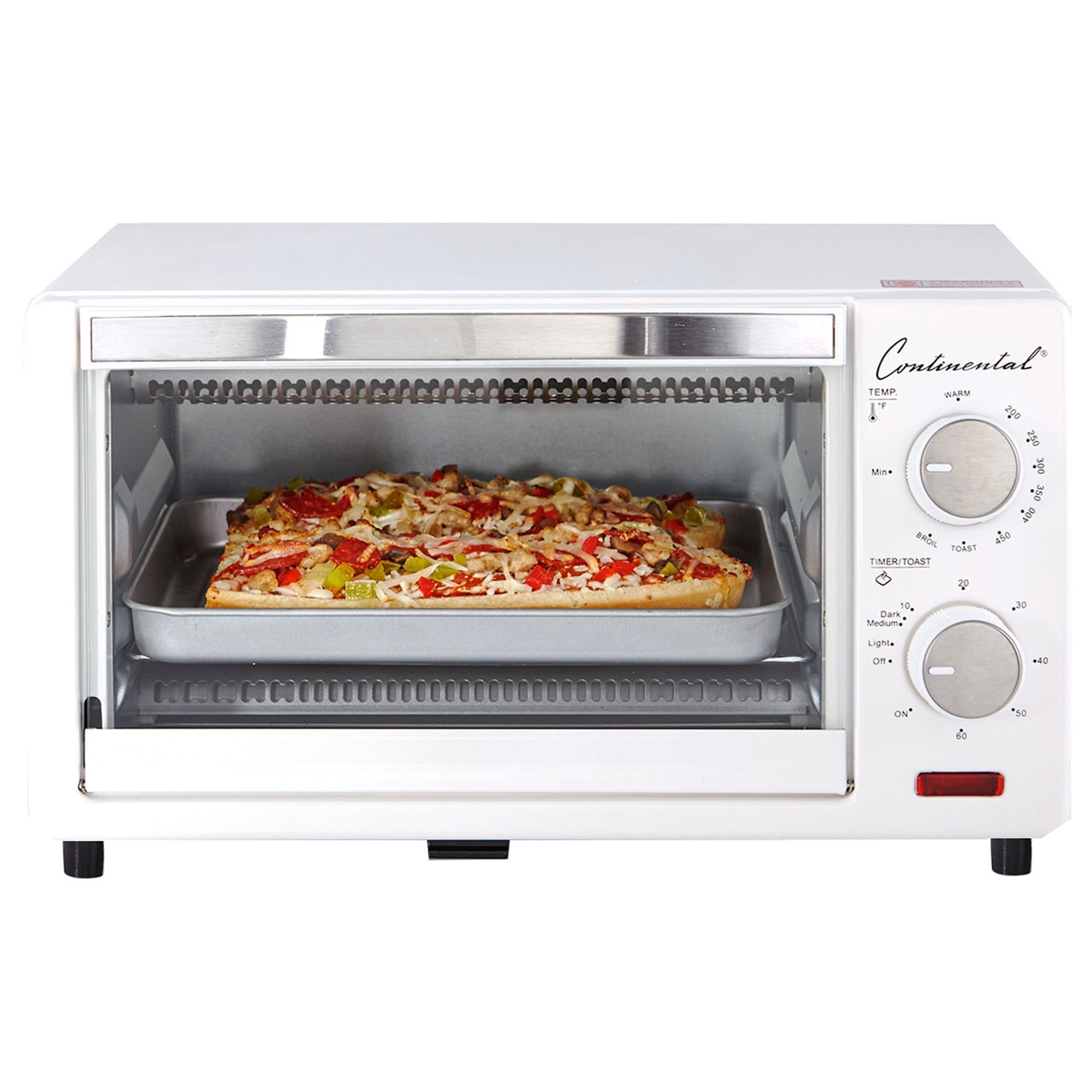 Continental Electric 4-Slice Toaster Oven: Sleek White Countertop ...