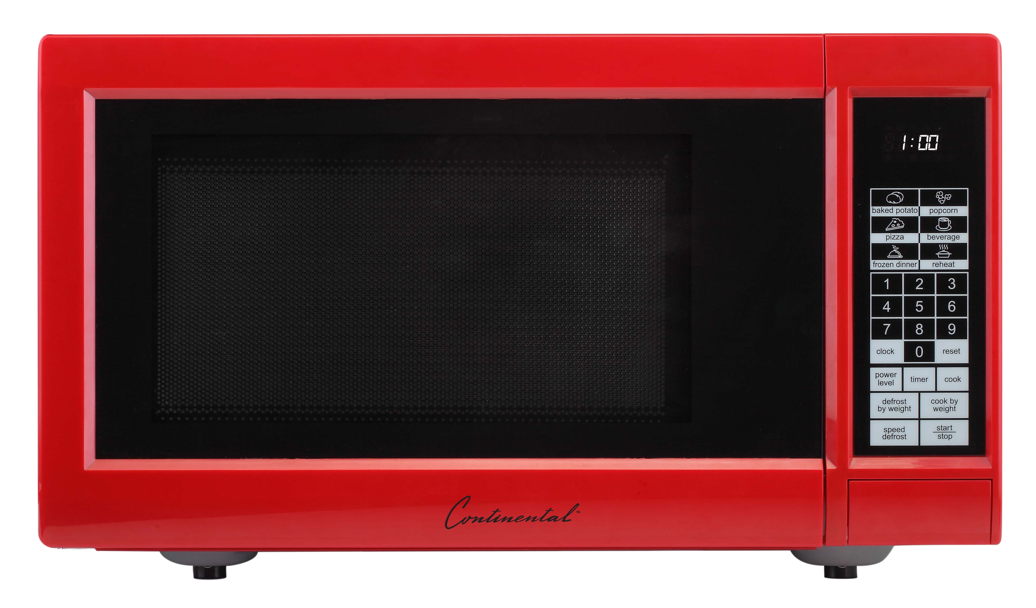 Continental Electric 0.9 cu. ft. Red Digital LED Microwave Oven with ...