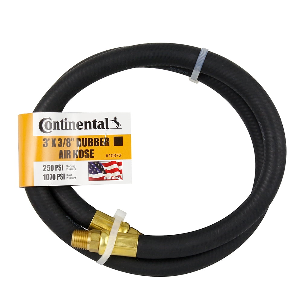 Continental Rubber Air Hose 3 Feet x 3/8 Inch 250 PSI Oil-Resistant Black 10372 - Walmart.com