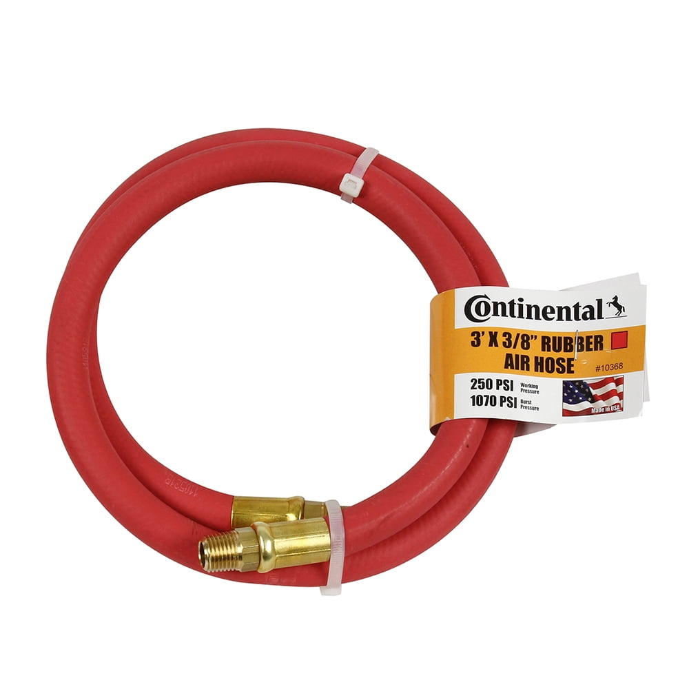 Continental Rubber Air Hose 3 Feet x 3/8 Inch 250 PSI Oil-Resistant Red ...