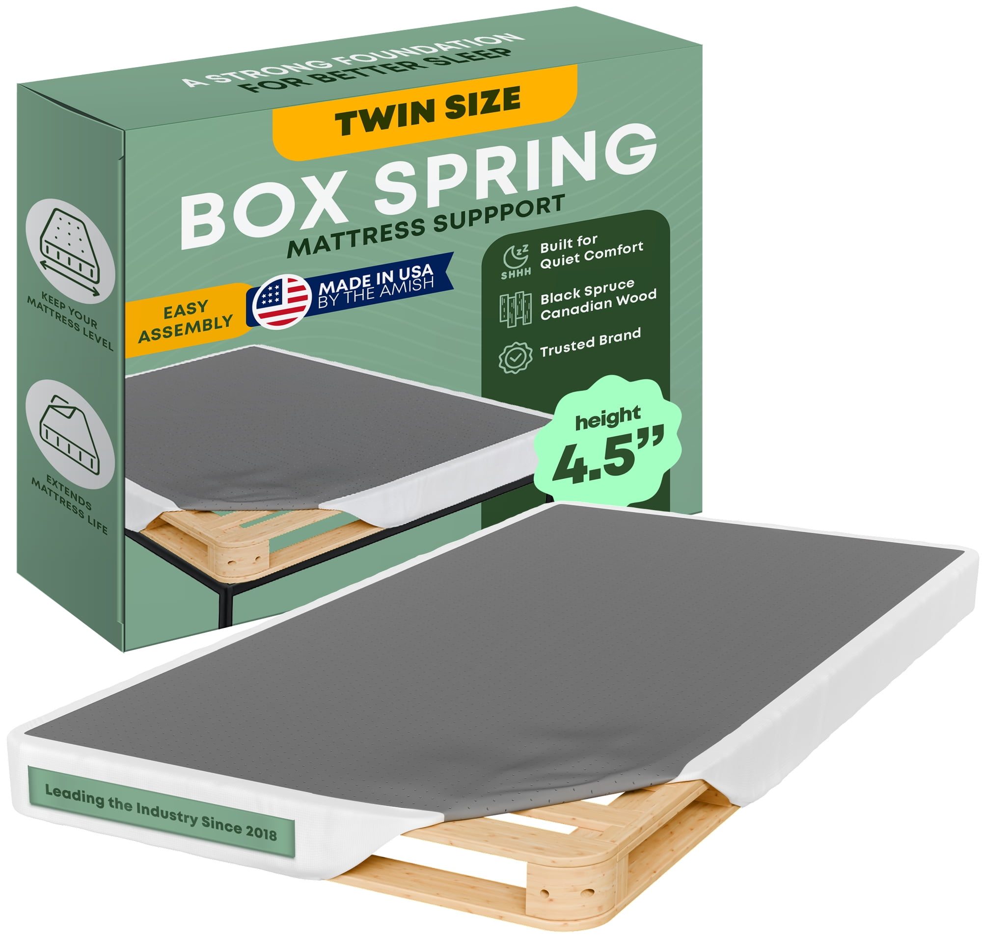 Continental Sleep, Unassembled Twin Box Spring for Twin Bed, 4.5-Inch ...