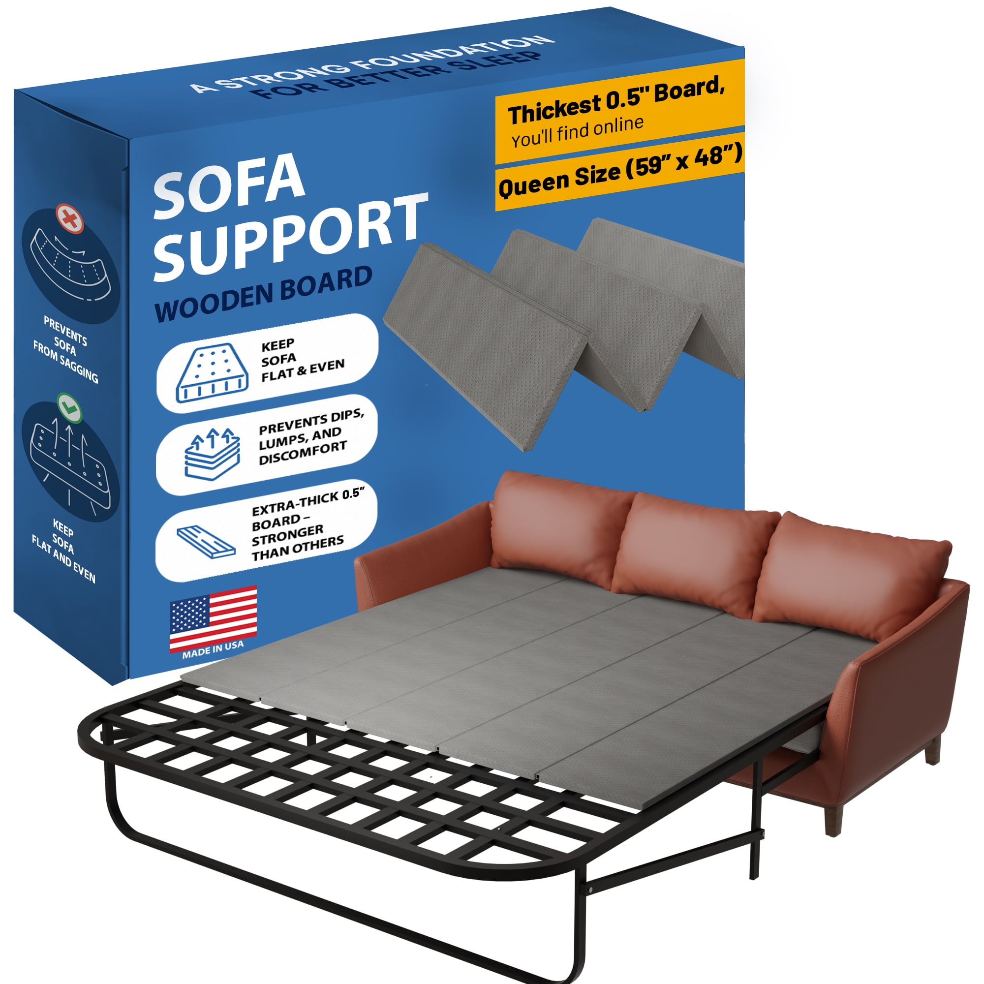 Continental Sleep, Heavy Duty Sleeper Sofa Bed Support Board, 48" x 59 ...