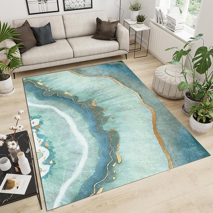Continental Style Rug, Simple Color Painting Floor Carpet, Soft ...