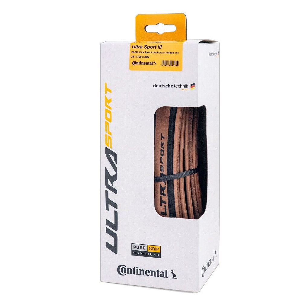 Continental Ultra Sport III Tire 700x28c Folding Black/Brown PureGrip ...