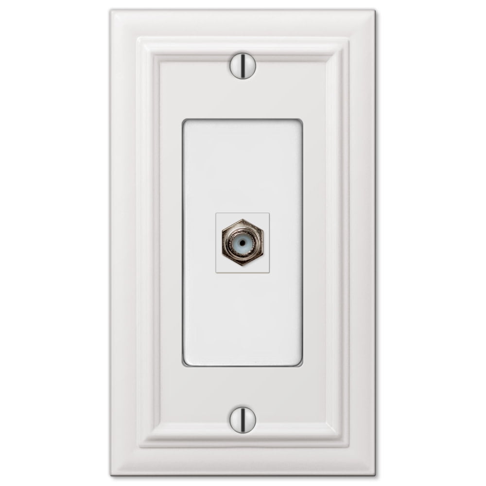 Amerelle Continental Single Coaxial Cast Metal Wallplate in White ...