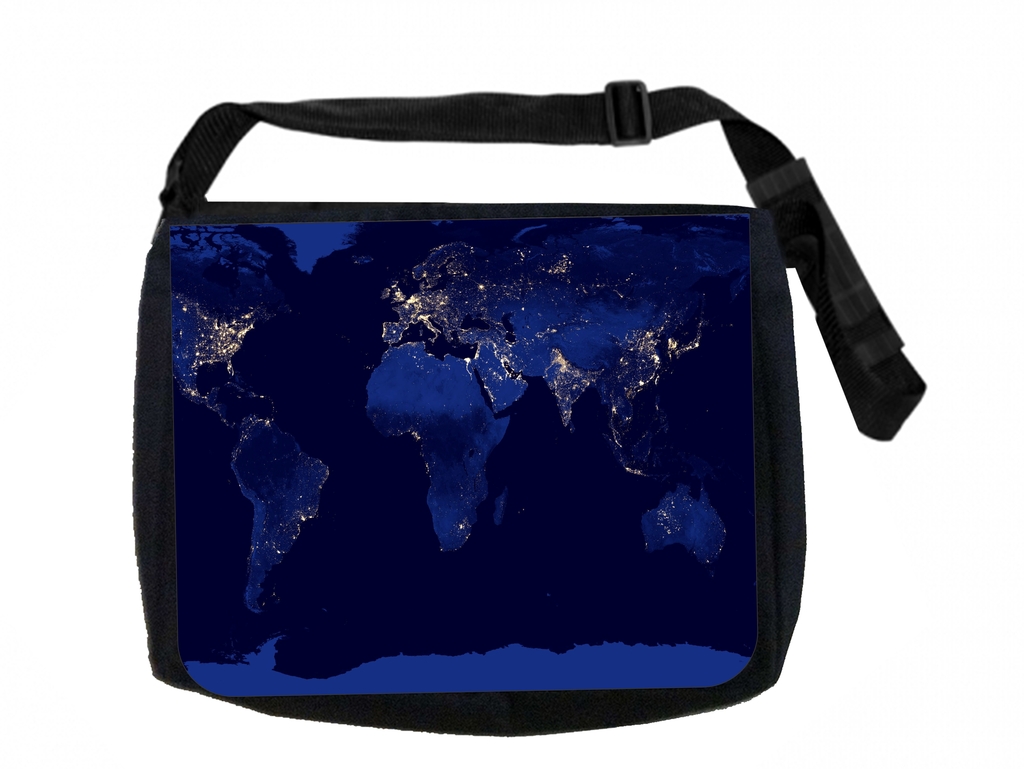 Continents from Space Black Laptop Shoulder Messenger Bag and Small ...