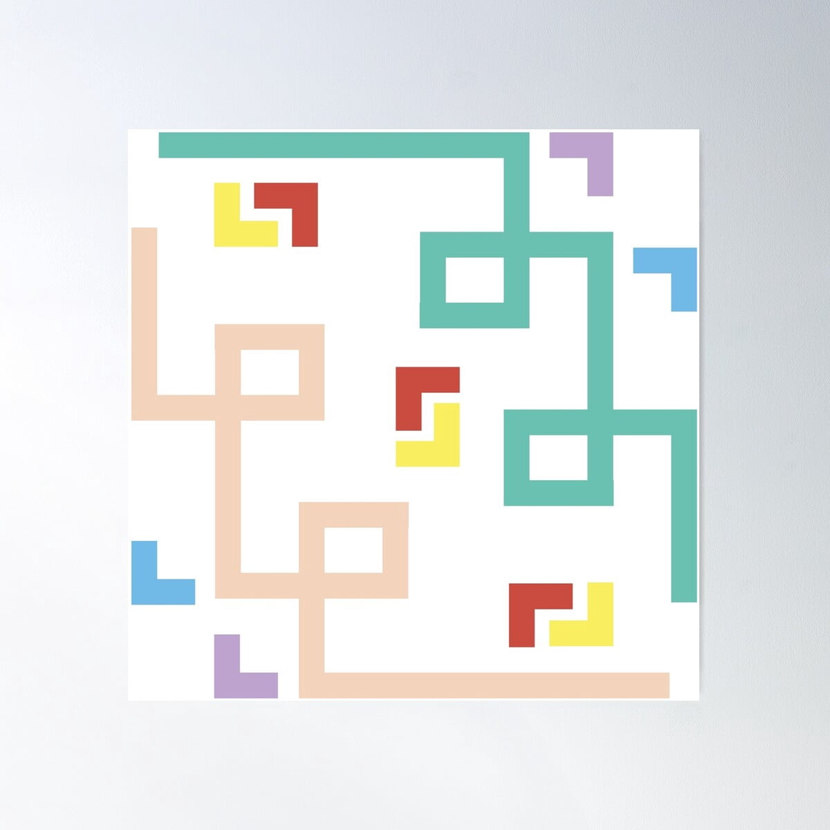 Continous Maze Lines Multicolor Deco Set Poster Wall Art, Modern Wall ...