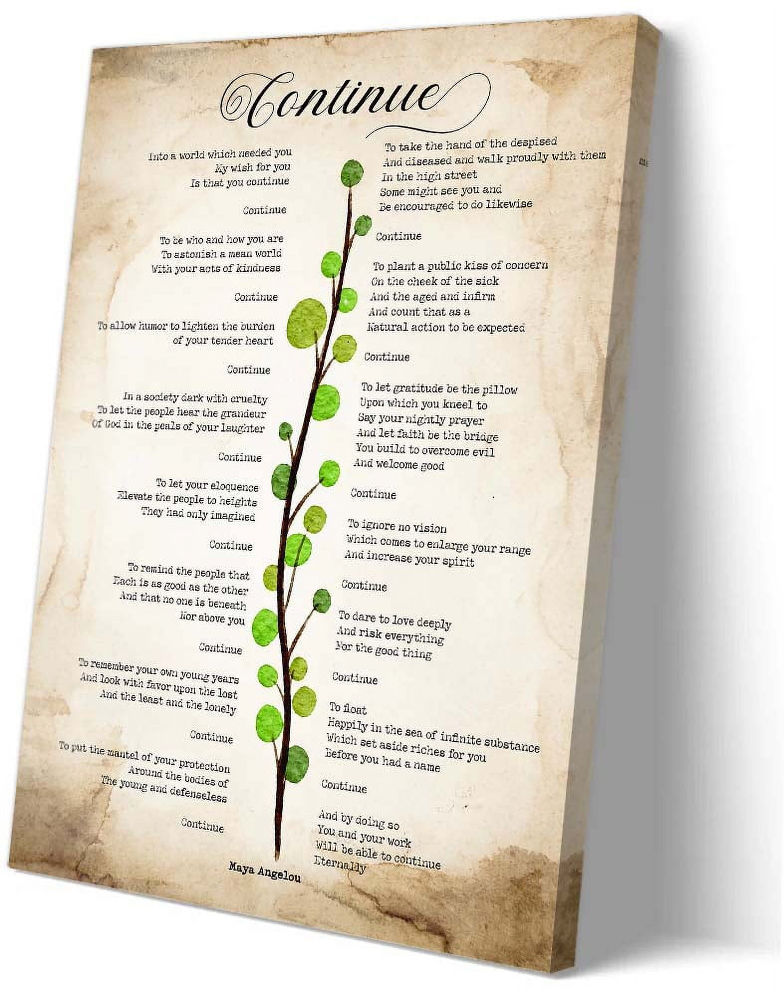 Continue Poem Wall Decor Maya Angelou Quotes Wall Art Poetry Poster ...