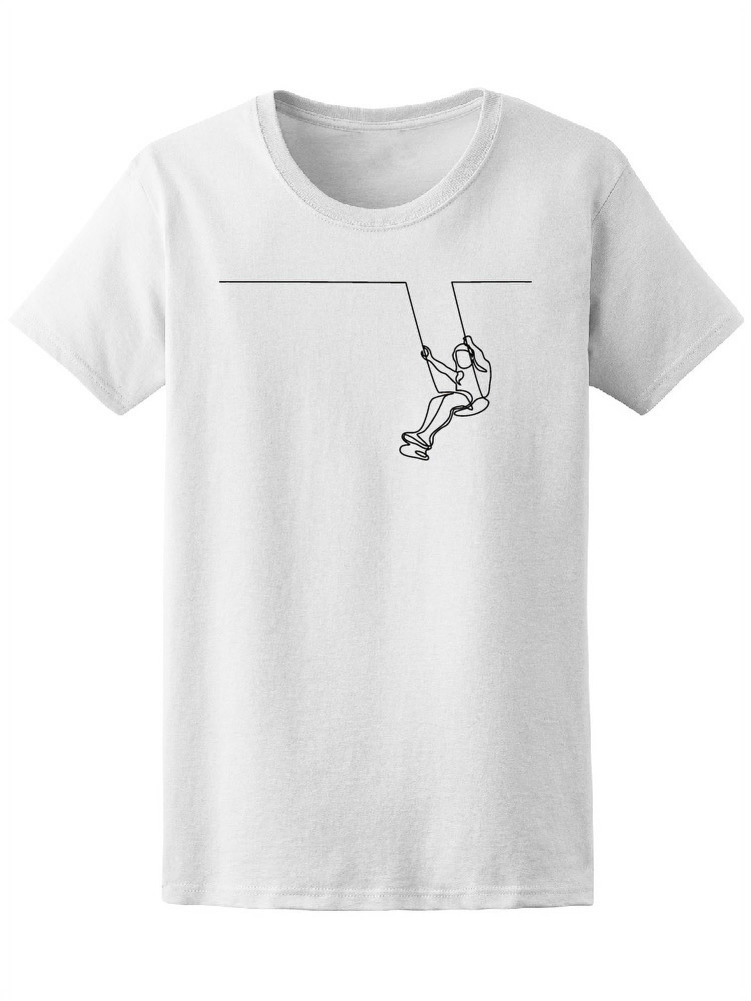 Continuous Line Drawing Girl On Swing T-Shirt Women -Image by ...