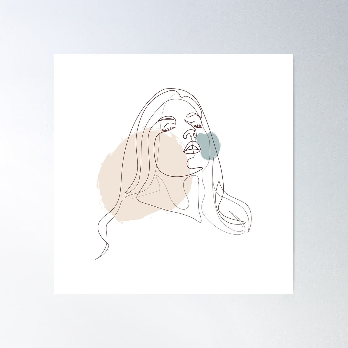 Continuous Line Drawing Of Woman Face - Single Line Art Poster Wall Art ...