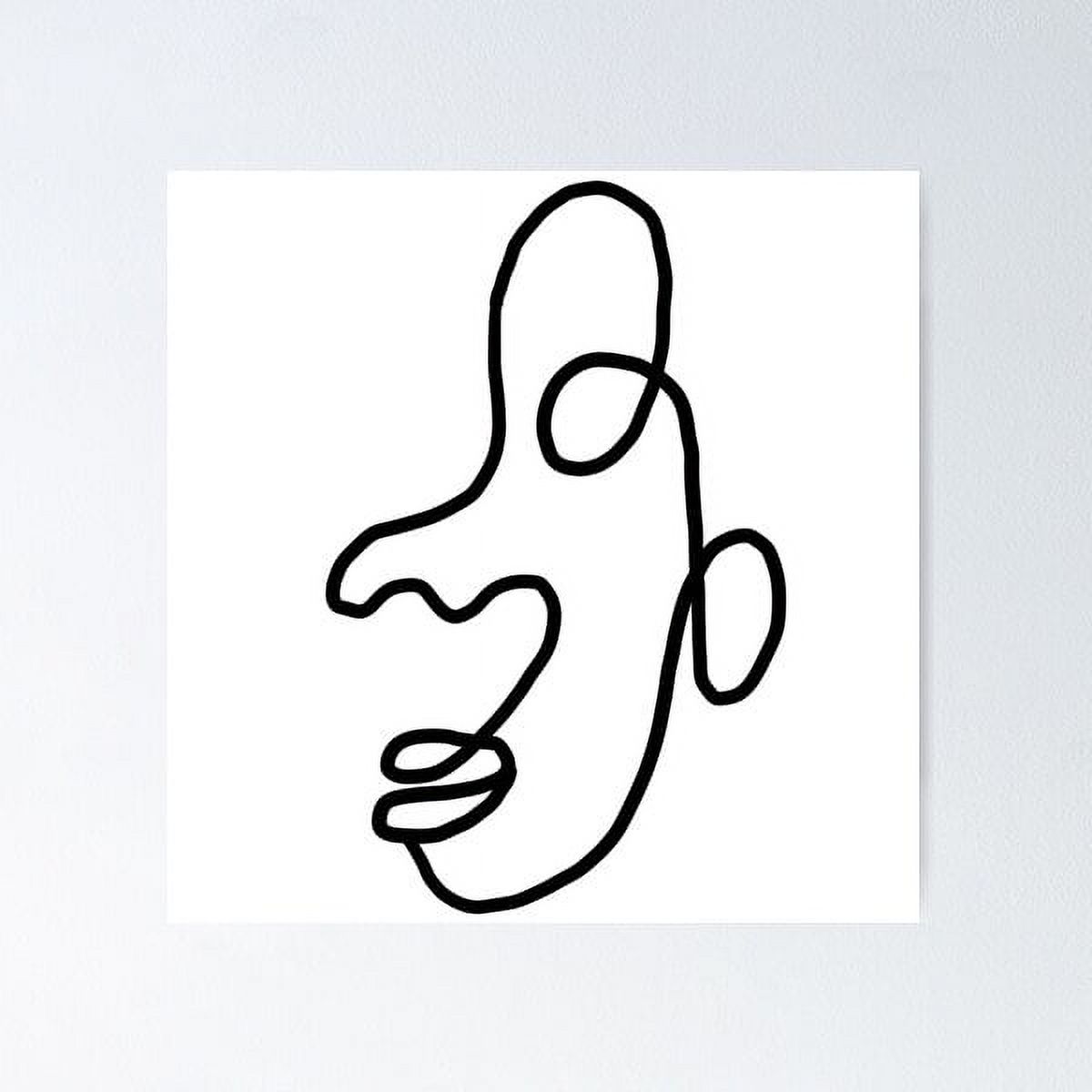 Continuous Line Half Face Poster Wall Art, Modern Wall Decor For Living ...