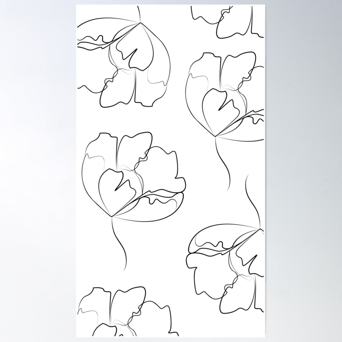 Continuous Line Modern Flowers Poster Wall Art, Modern Wall Decor For Living Room Bedroom, 24x36 ...