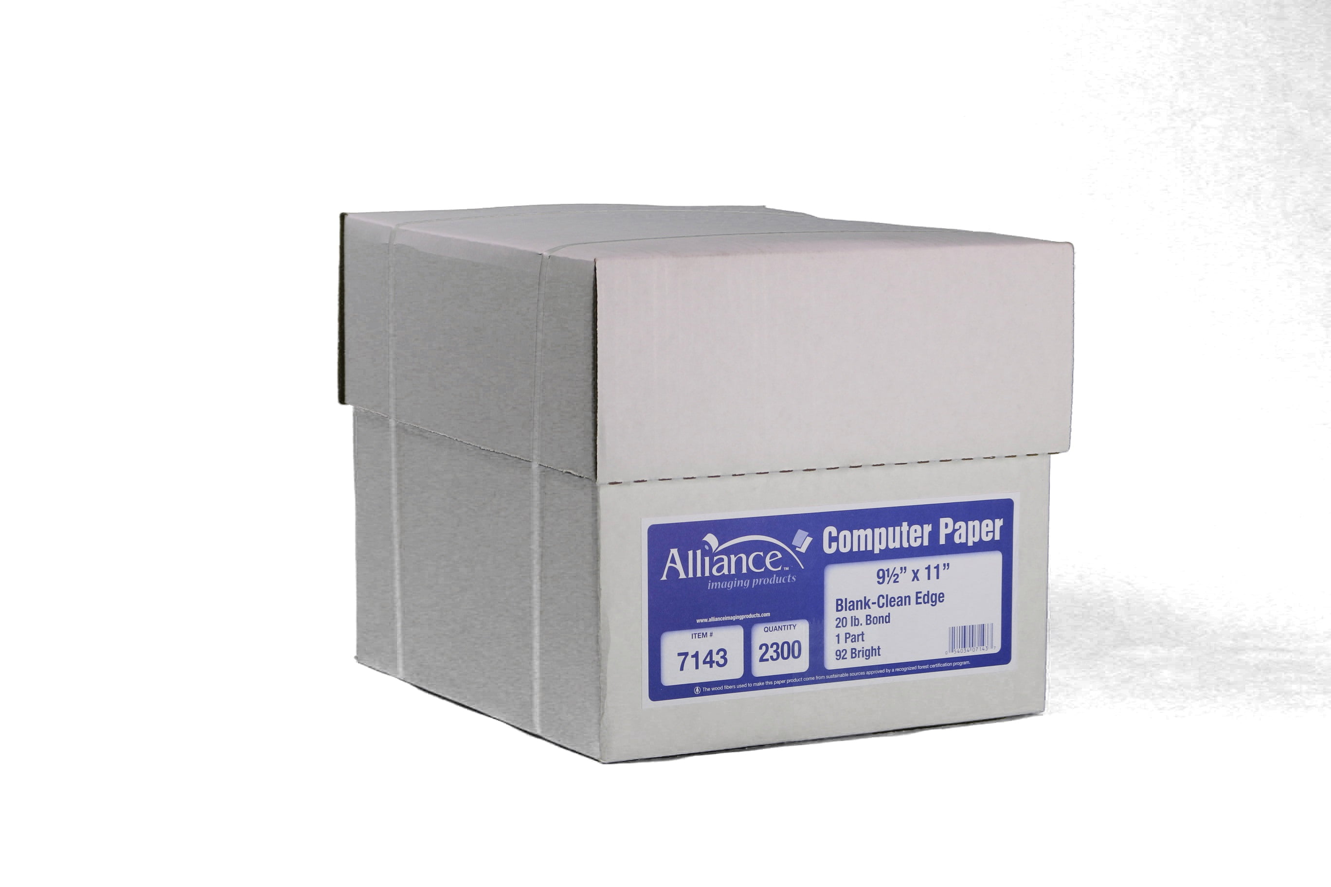 Continuous paper, 9 ½ x 11 Alliance 20lb, White, 1 Part, Side Perfs ...