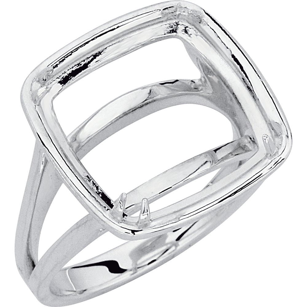 Continuum Sterling Silver 12mm Cushion Cut Single Stone Solitaire Ring ...