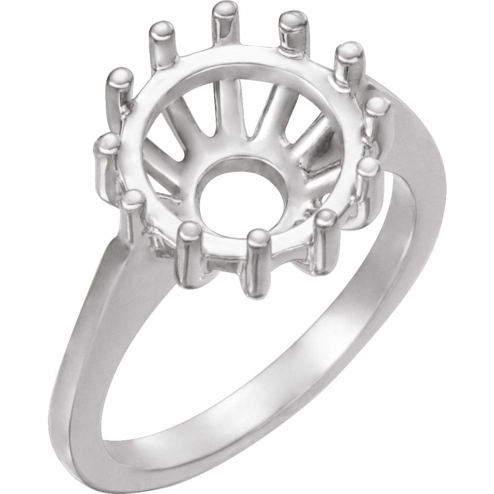 Continuum Sterling Silver 13mm Round Shape 12-Prong Solitaire Ring Fine ...