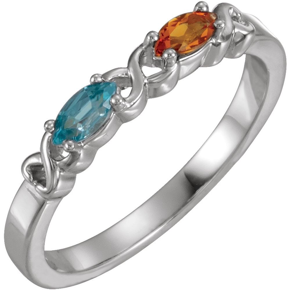 Continuum Sterling Silver 2 Two-Stone Family Stackable Ring Fine ...