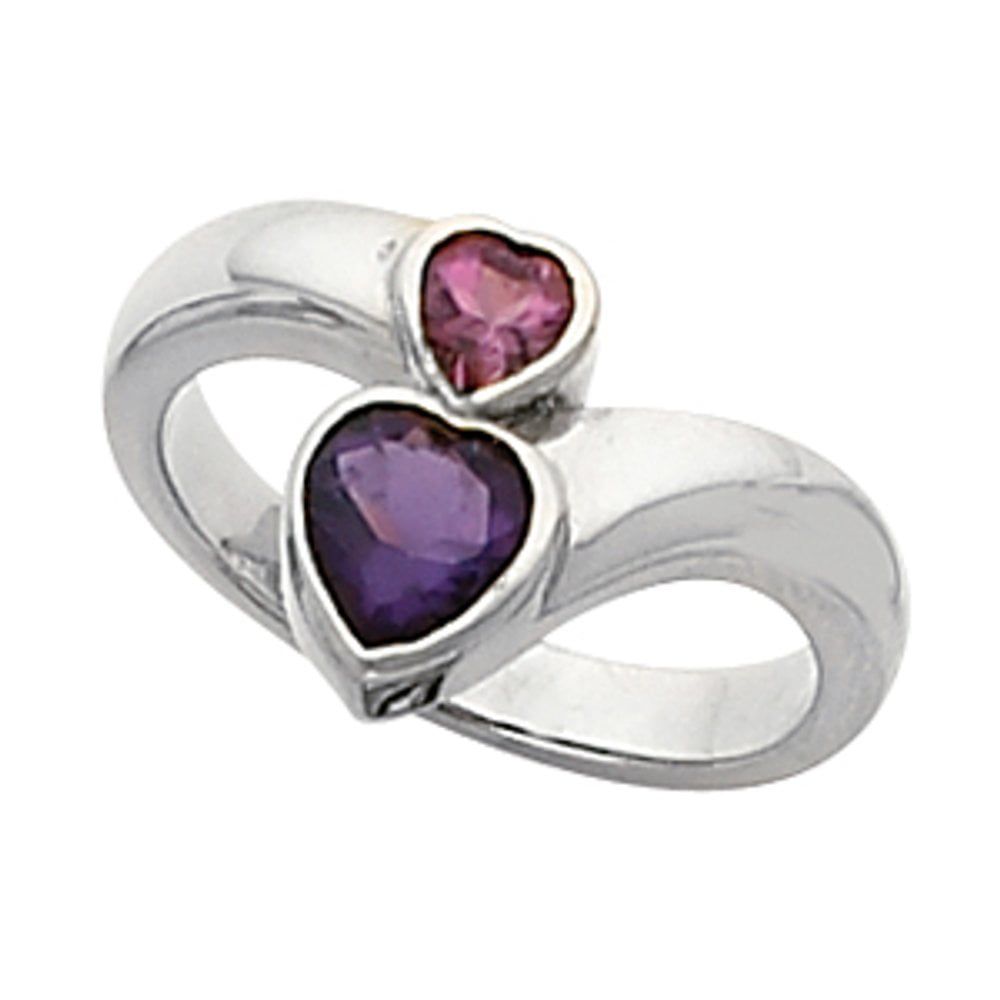 Continuum Sterling Silver 2 Two-Stone Heart Shape Bezel-Set Ring Fine ...