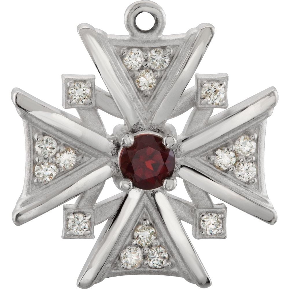 Continuum Sterling Silver 3.5mm Round Shape Cross Multi-Stone Pendant ...