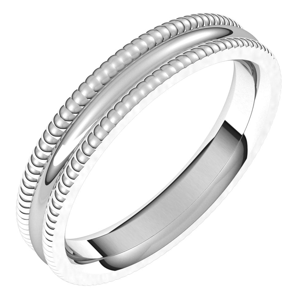 Continuum Sterling Silver 4mm Extra Large Milgrain Comfort Fit Classic Bridal Wedding Engagement ...