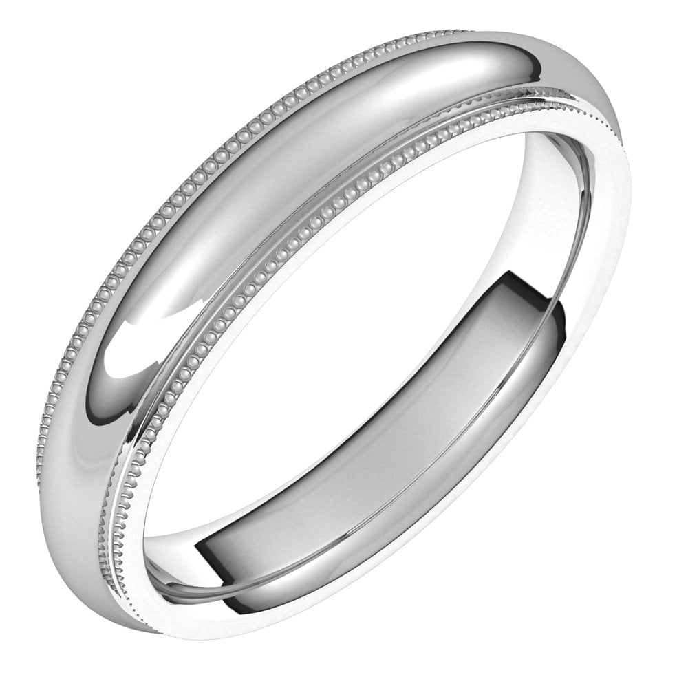 Continuum Sterling Silver 4mm Milgrain Half Round Shape Comfort Fit ...