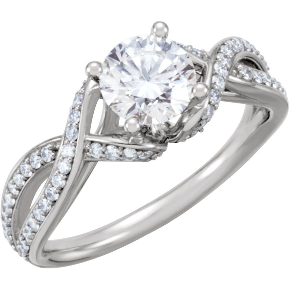 Continuum Sterling Silver 5.2mm Round Shape Accented Bridal Wedding ...