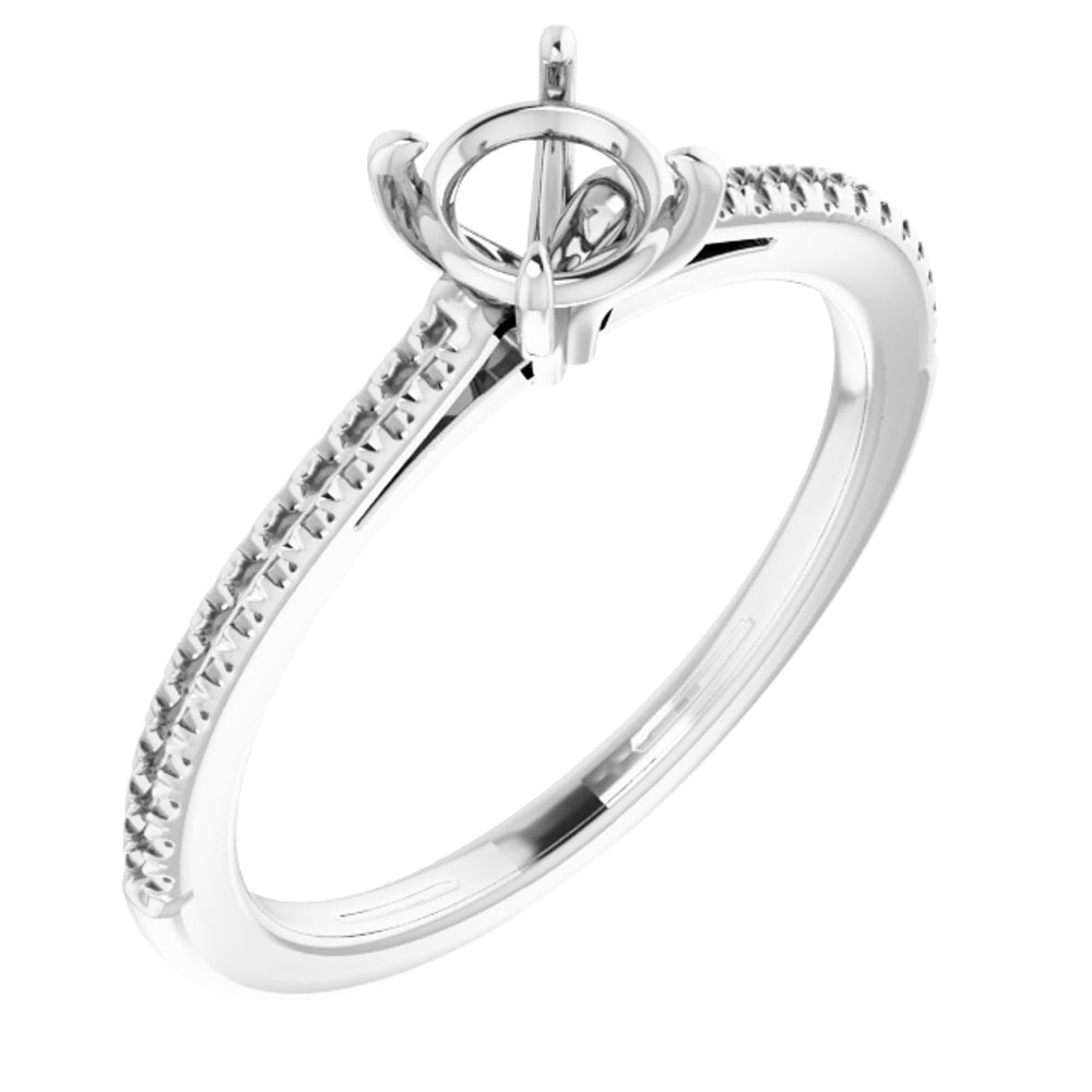 Continuum Sterling Silver 5.2mm Round Shape French-Set Bridal Wedding Engagement Anniversary ...
