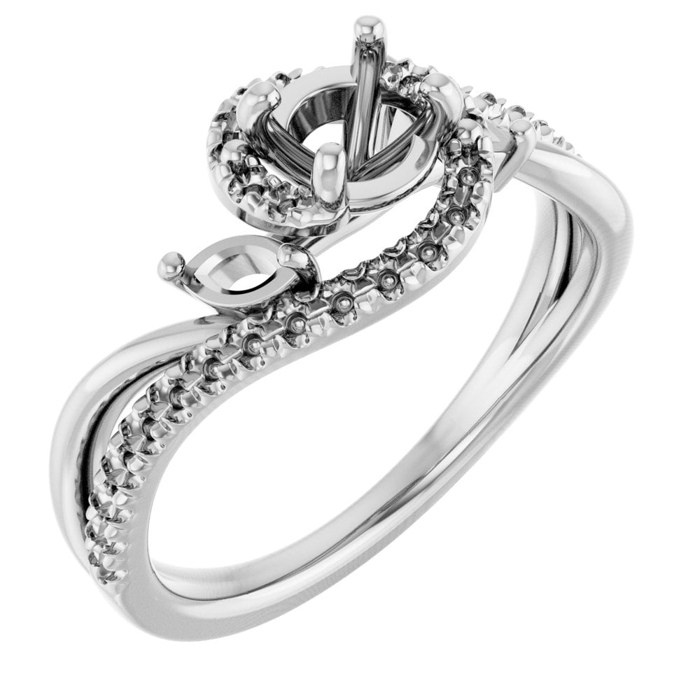 Continuum Sterling Silver 5.2mm Round Shape French-Set Freeform Bypass ...