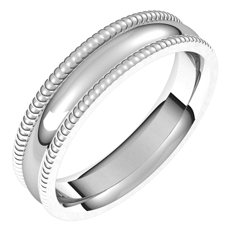 Continuum Sterling Silver 5mm Extra Large Milgrain Comfort Fit Classic Bridal Wedding Engagement ...