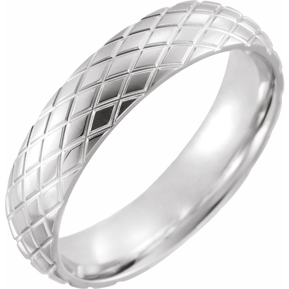 Continuum Sterling Silver 5mm Rhombus Patterned Bridal Wedding Engagement Anniversary Band Ring ...